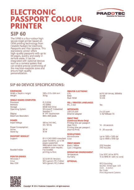 PRADOTEC SIP60 passport visa printer | Leading Distributor of ID Card ...
